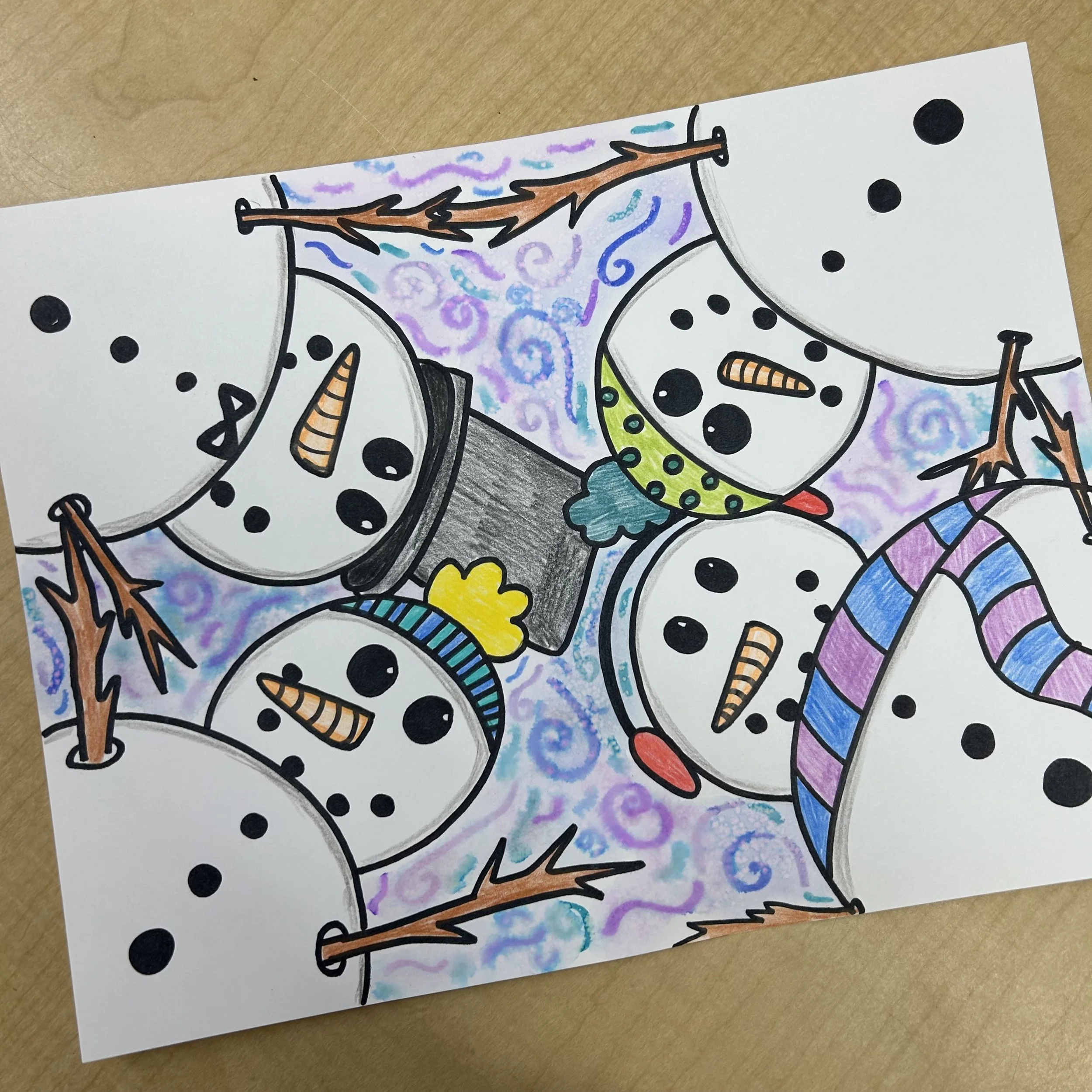 Snowman Perspective Kids Art Project — Mme Marissa