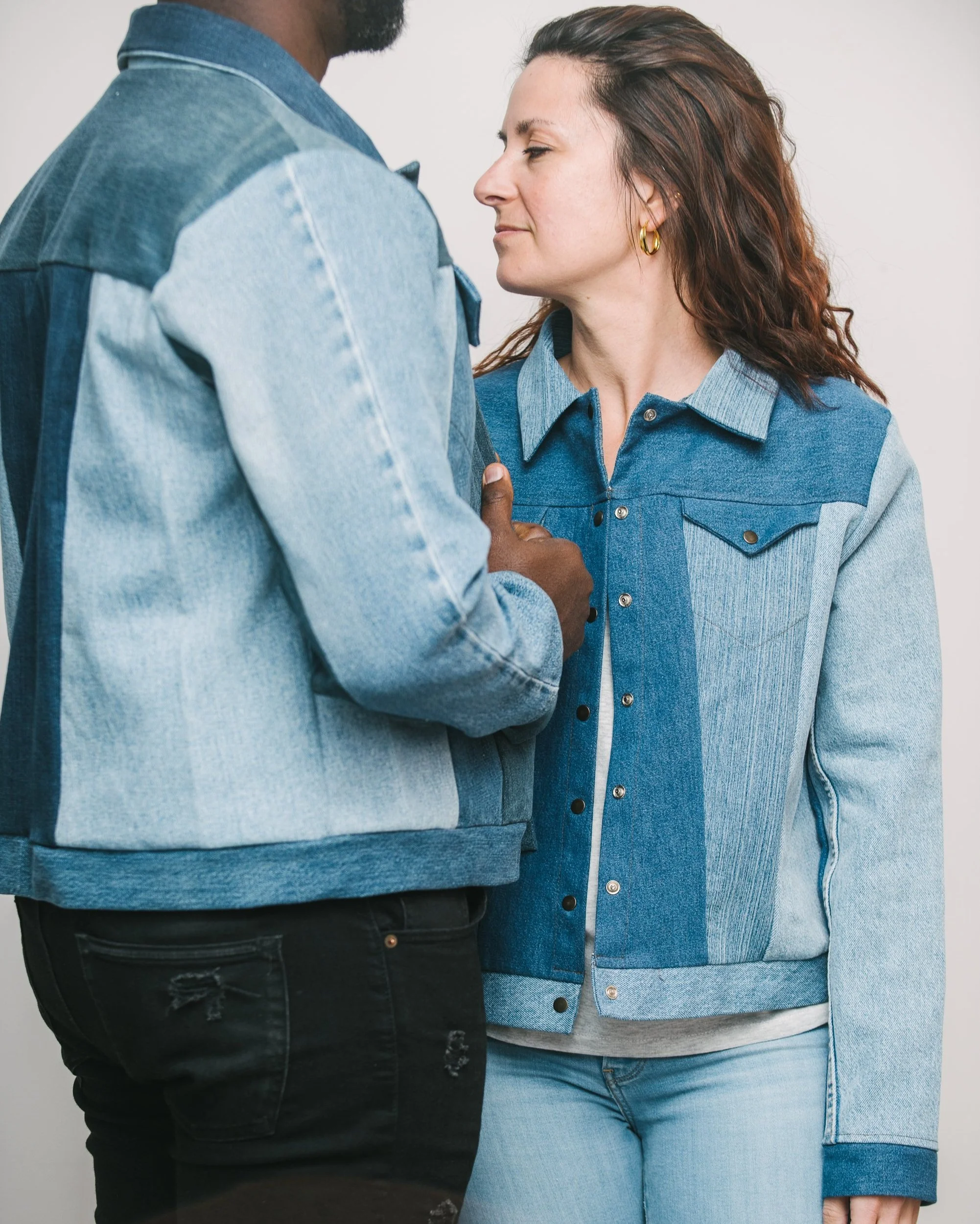 Napperon patchwork géométrique denim recyclé — Pascale Viau