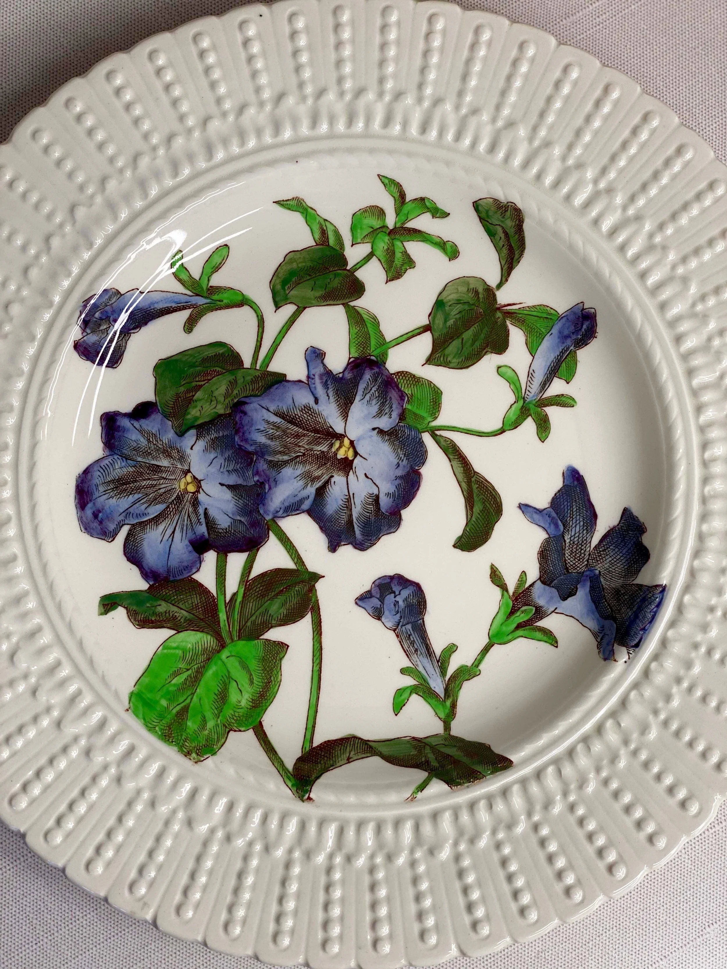 VINTAGE ENGLISH CAULDON FLOWER PLATES, SET OF 12 — Fletcher & Fork ...