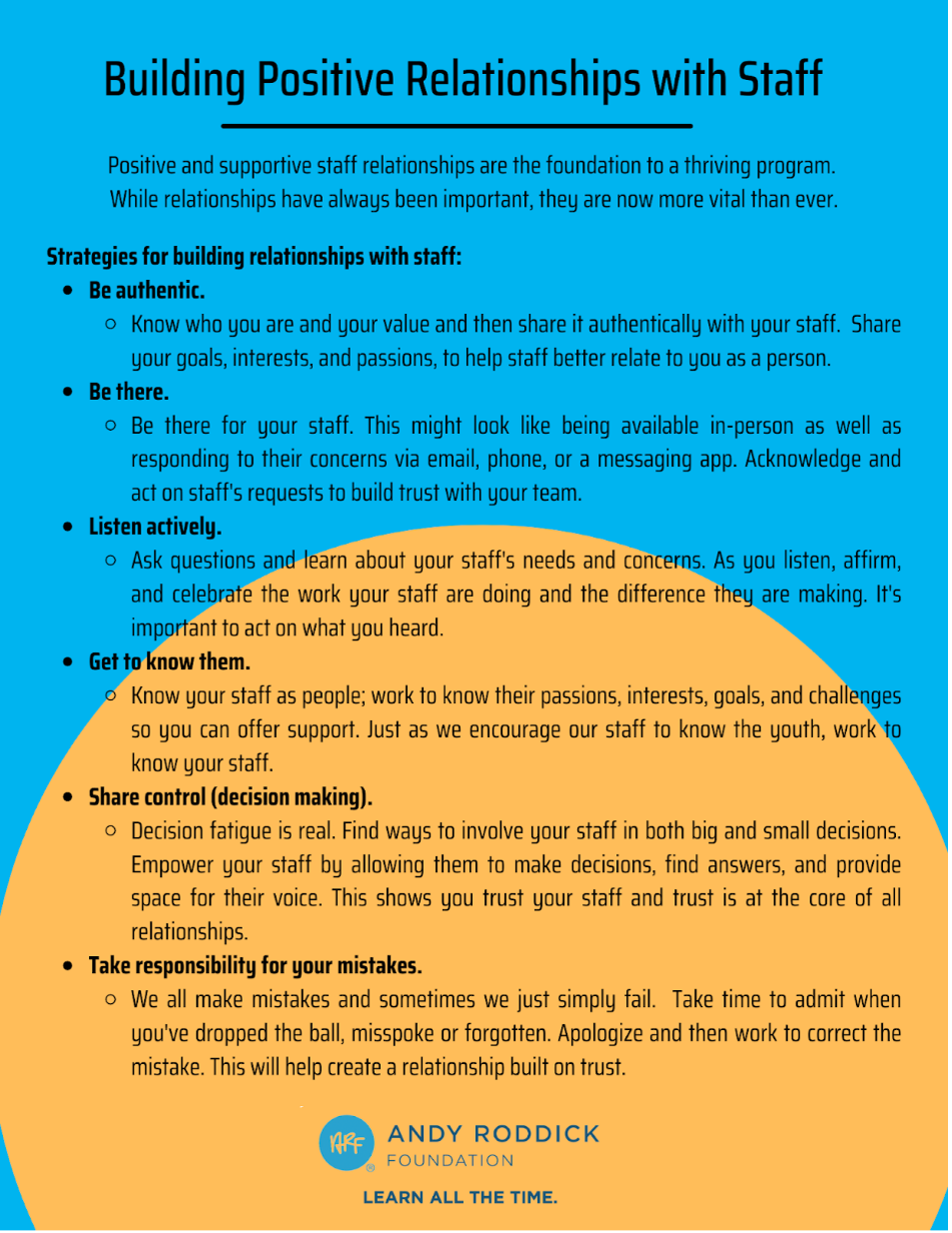 Building Positive Relationships with Staff — Andy Roddick Foundation