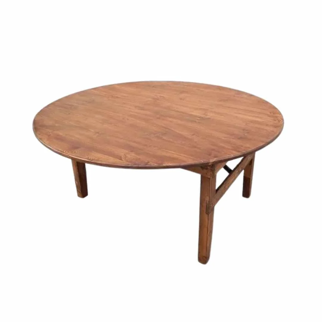 Round Wooden Table — Black Saucers