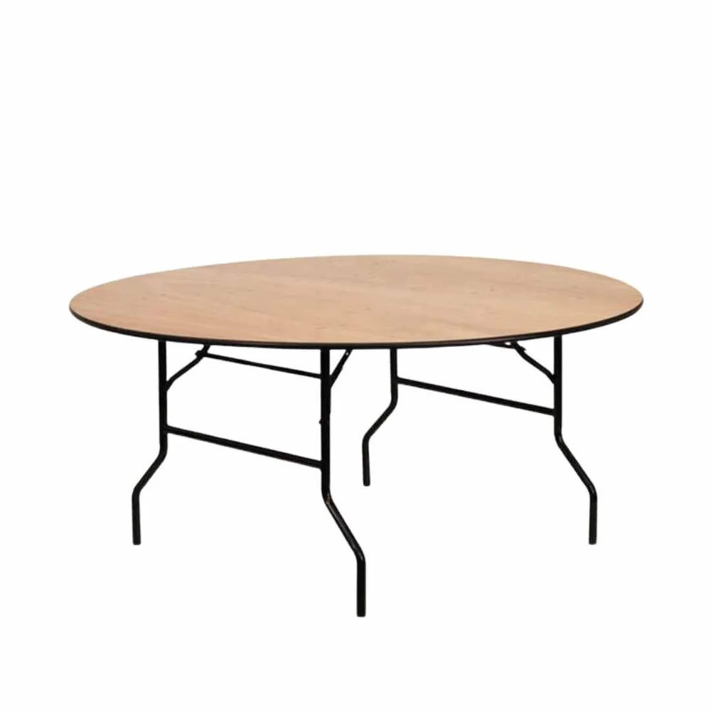 Round Trestle Table Hire — Black Saucers