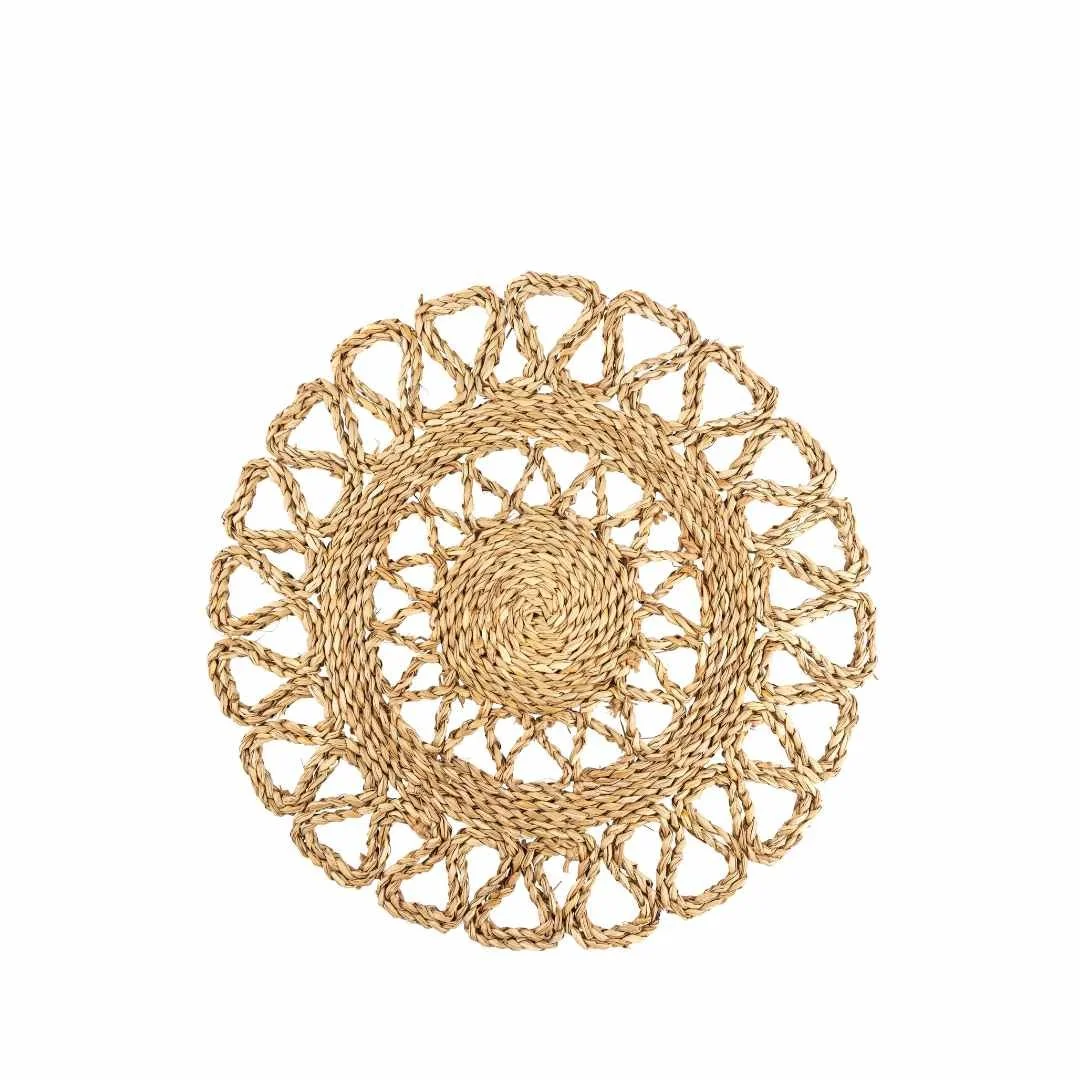 Dahlia Rattan Placemat Hire — Black Saucers