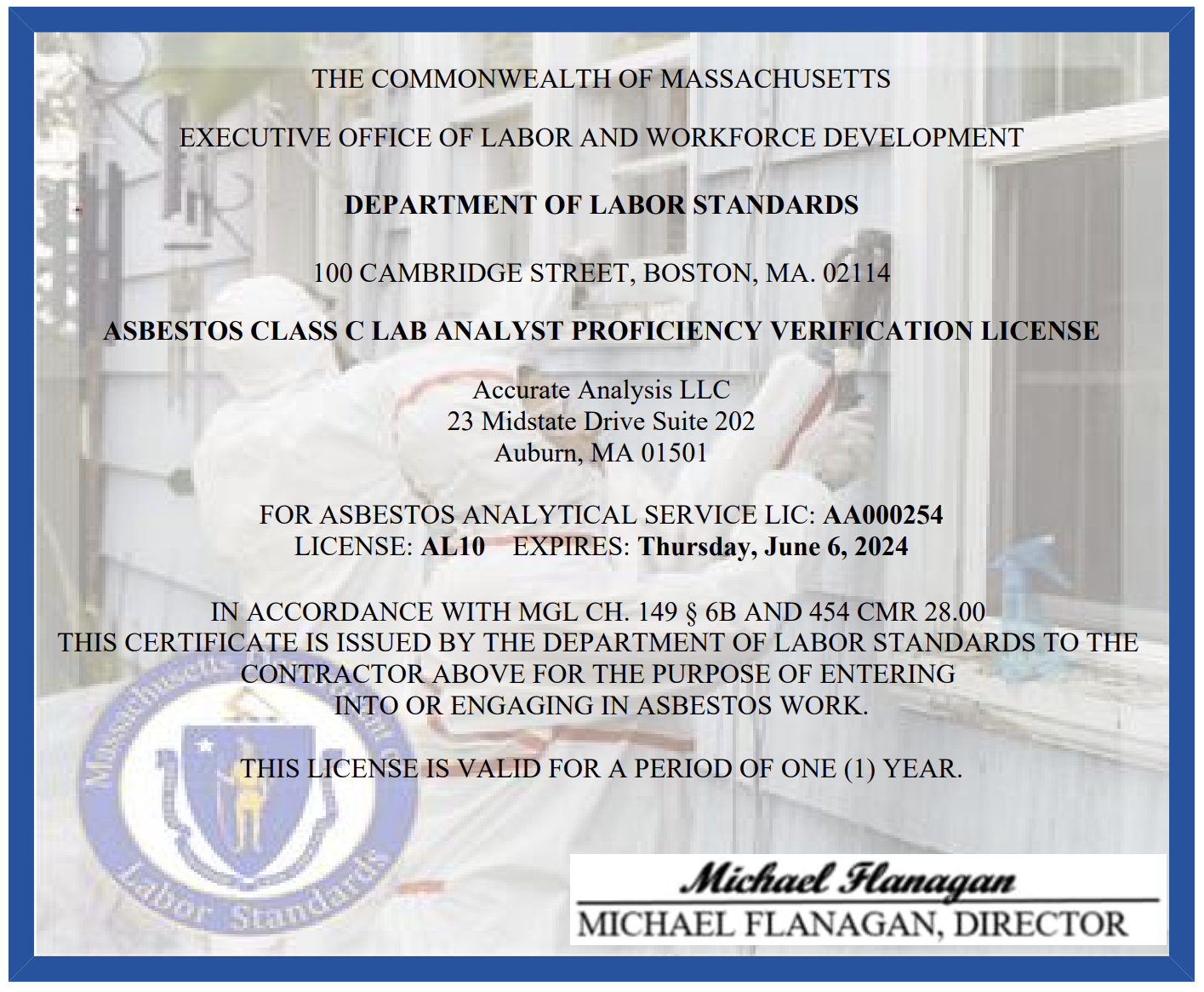 Accreditations — Accurate Analysis