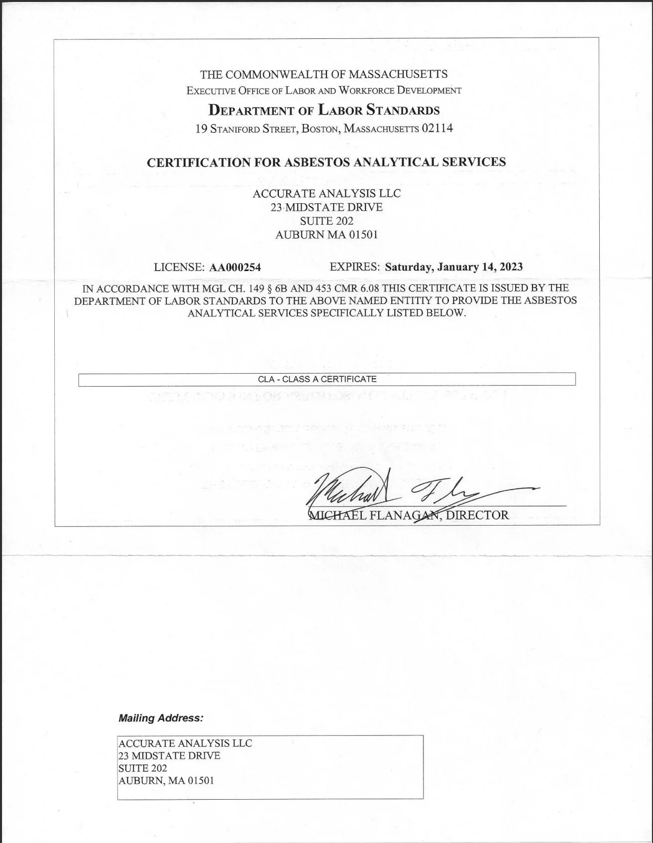 Accreditations — Accurate Analysis