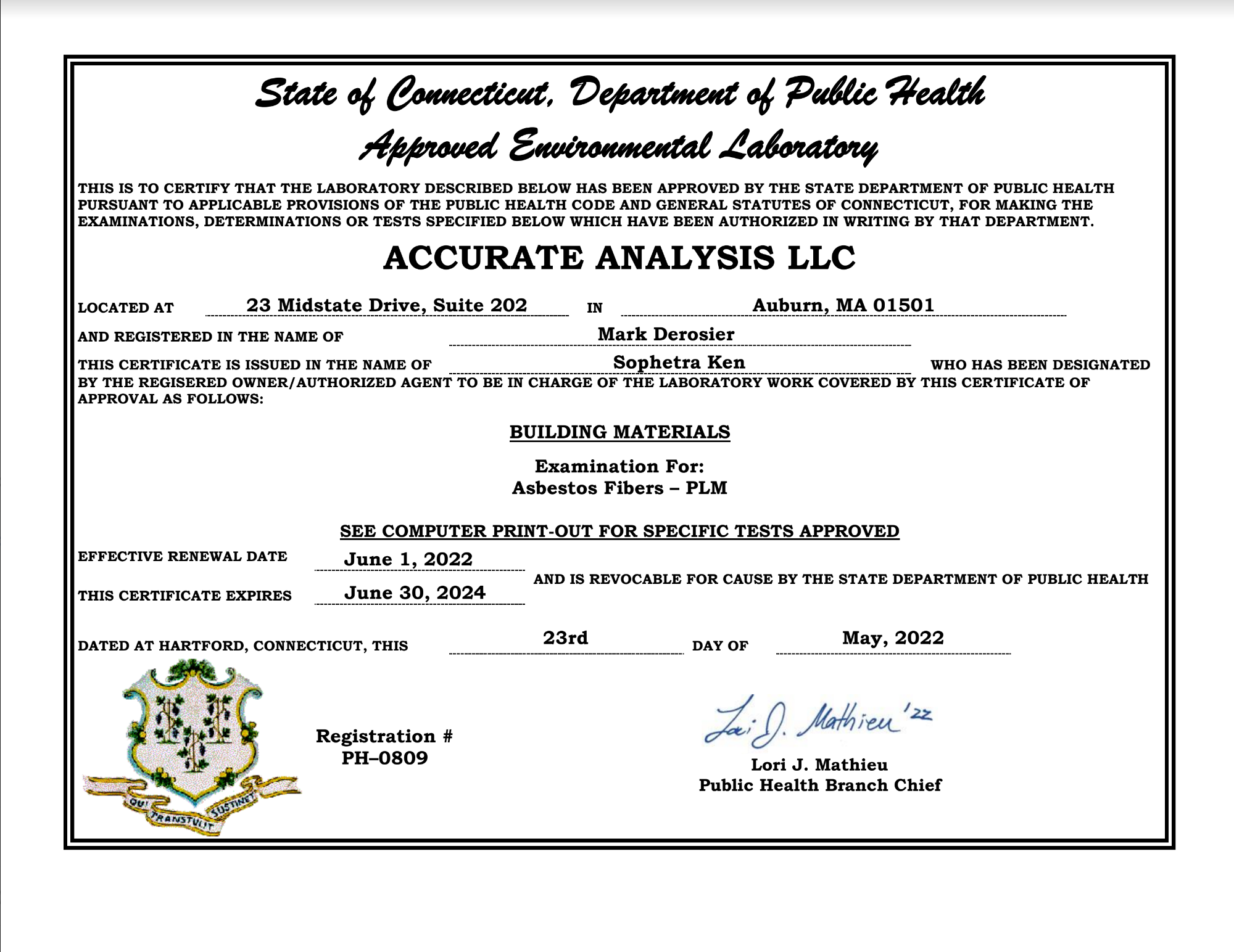 Accreditations — Accurate Analysis