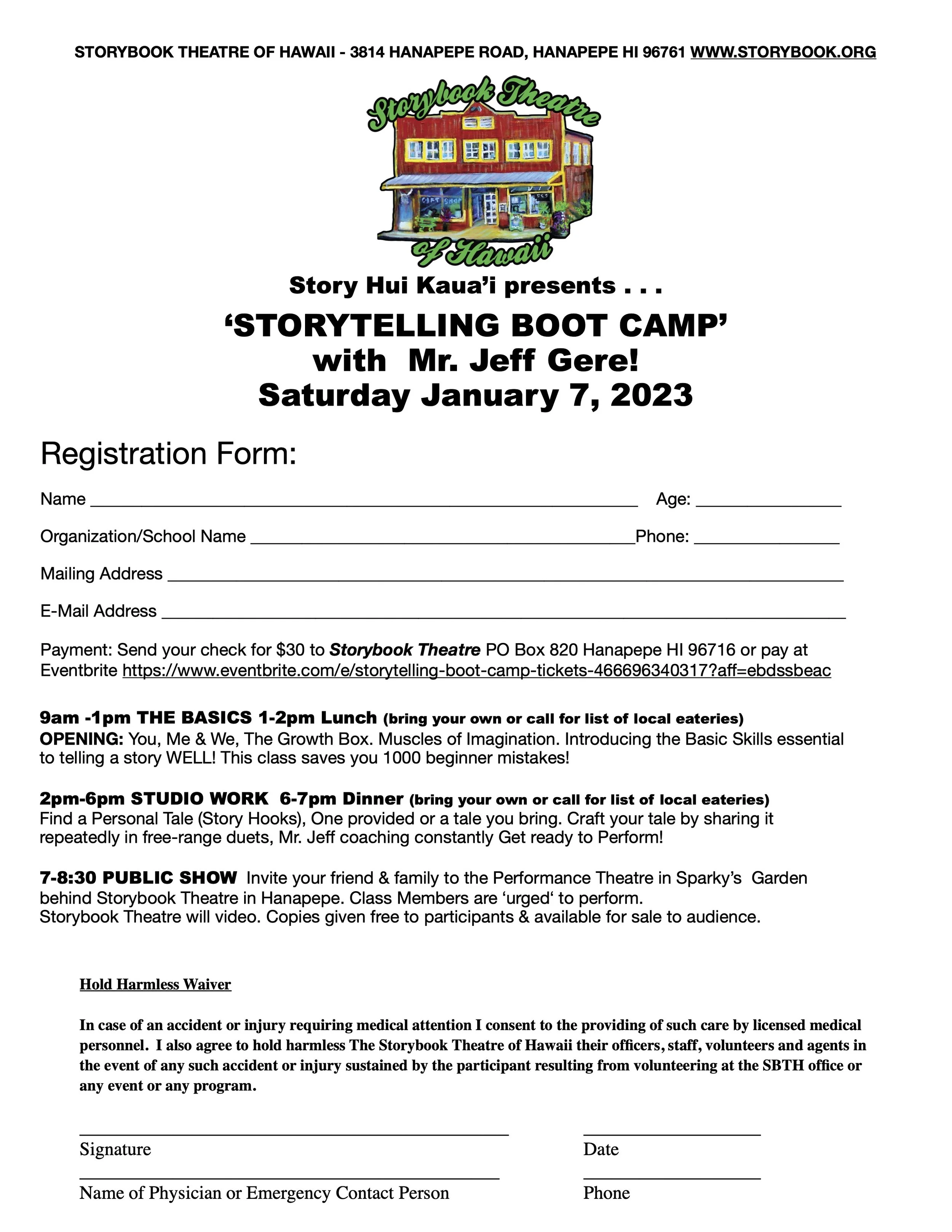 Storytelling Boot Camp — Storybook Theatre