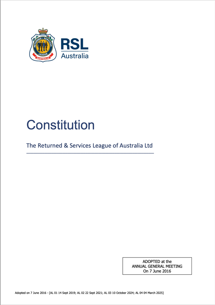 RSL Australia Constitution & National By‑Laws – Governance Documents ...