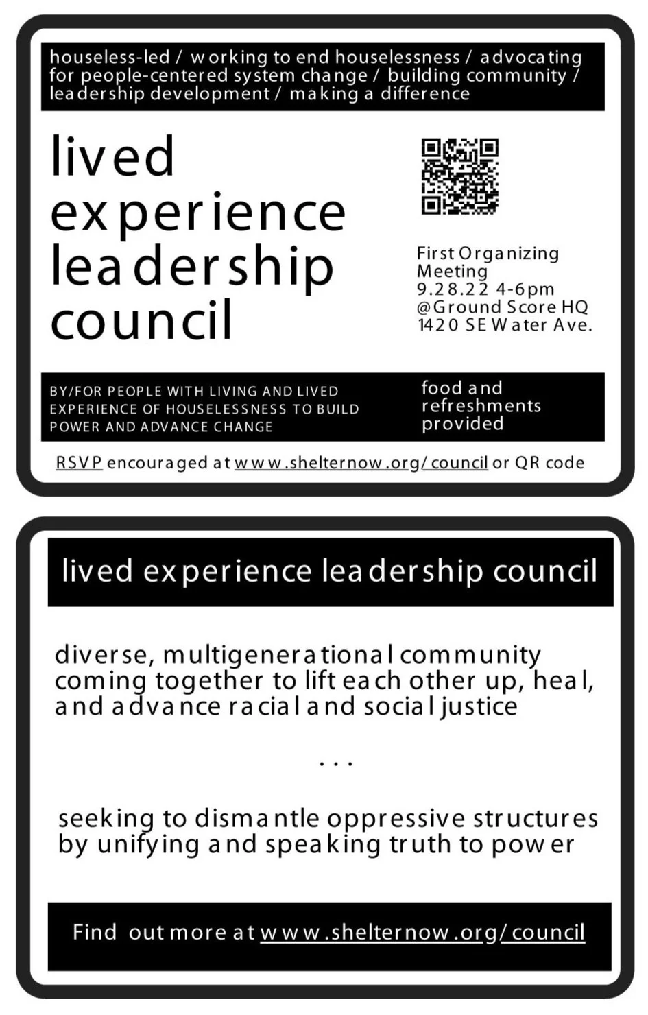 Lived Experience Council — Shelter Now PDX