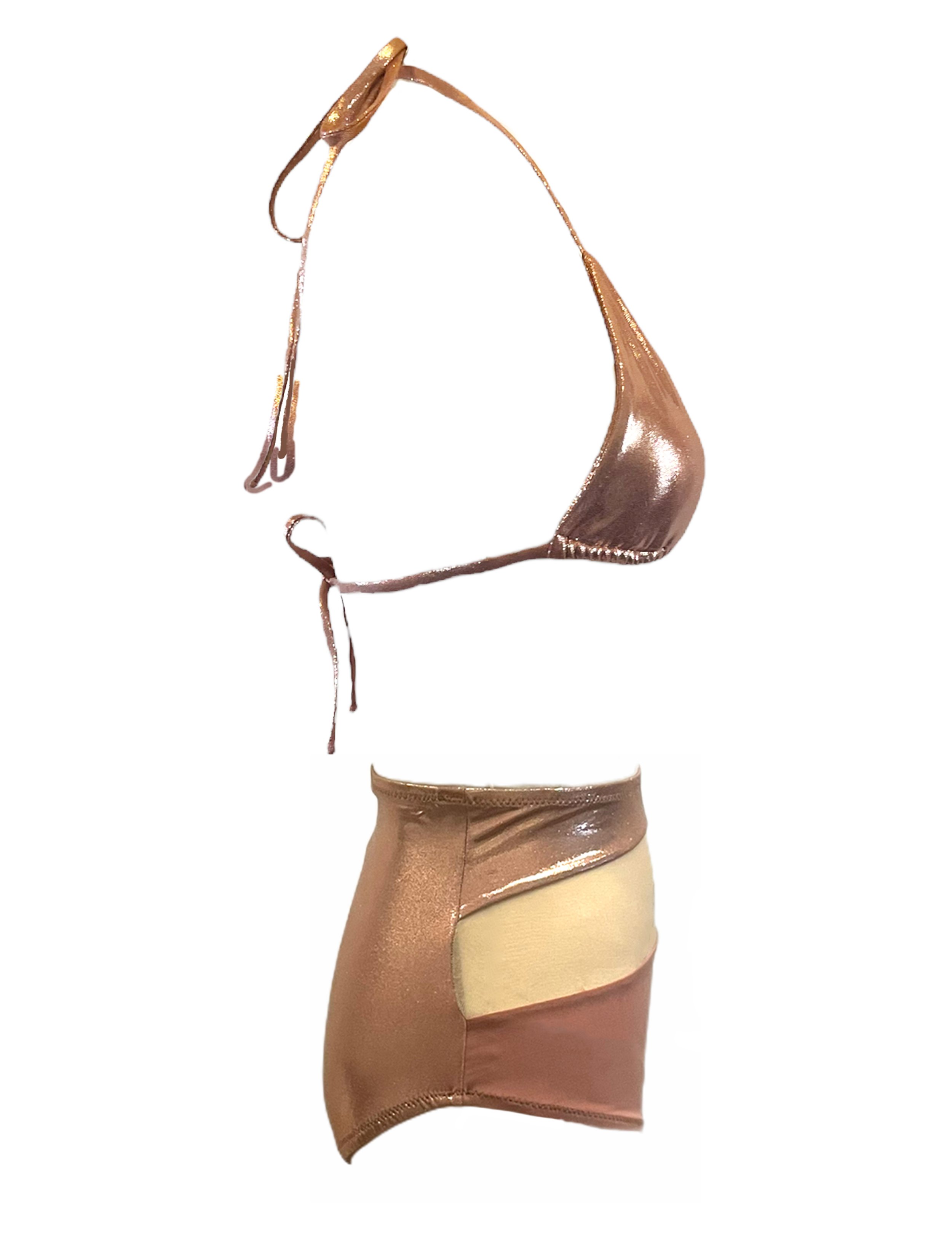 B r e n d a Coral Bandeau Low Rise Swimsuit Bikini Set — Swim With Poppies