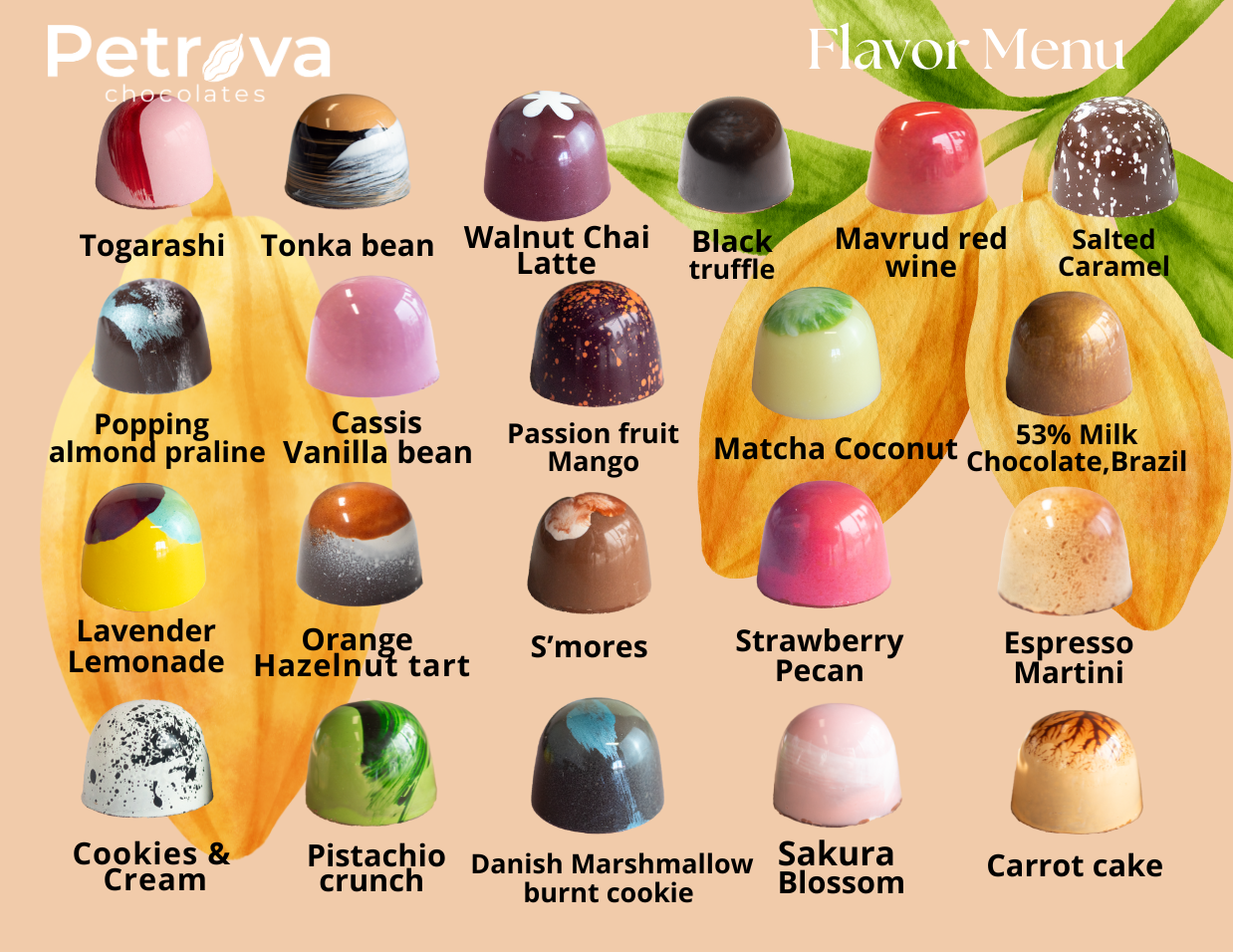 Bonbon Menu — Petrova Chocolates