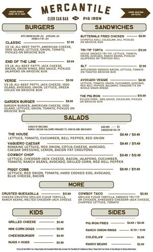 Menu — Templeton Mercantile