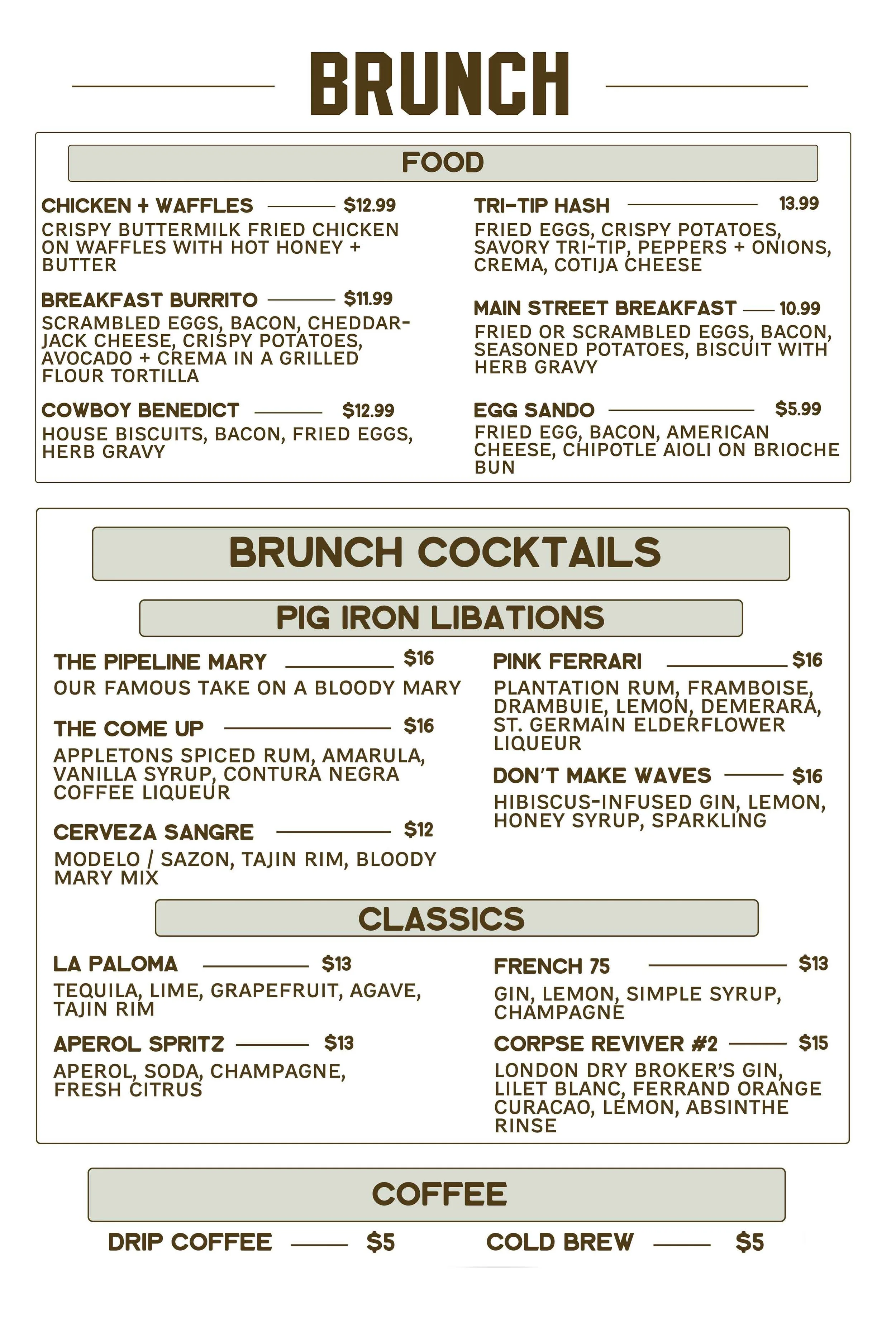 Menu — Templeton Mercantile