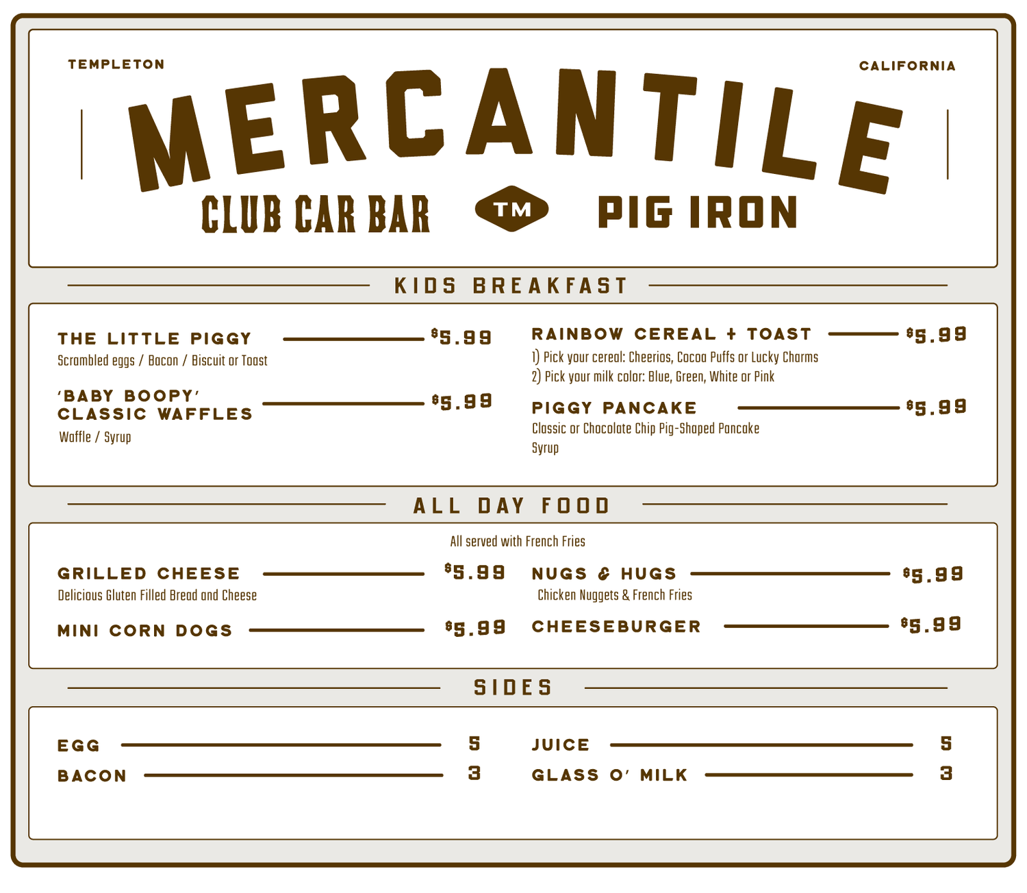 Menu — Templeton Mercantile