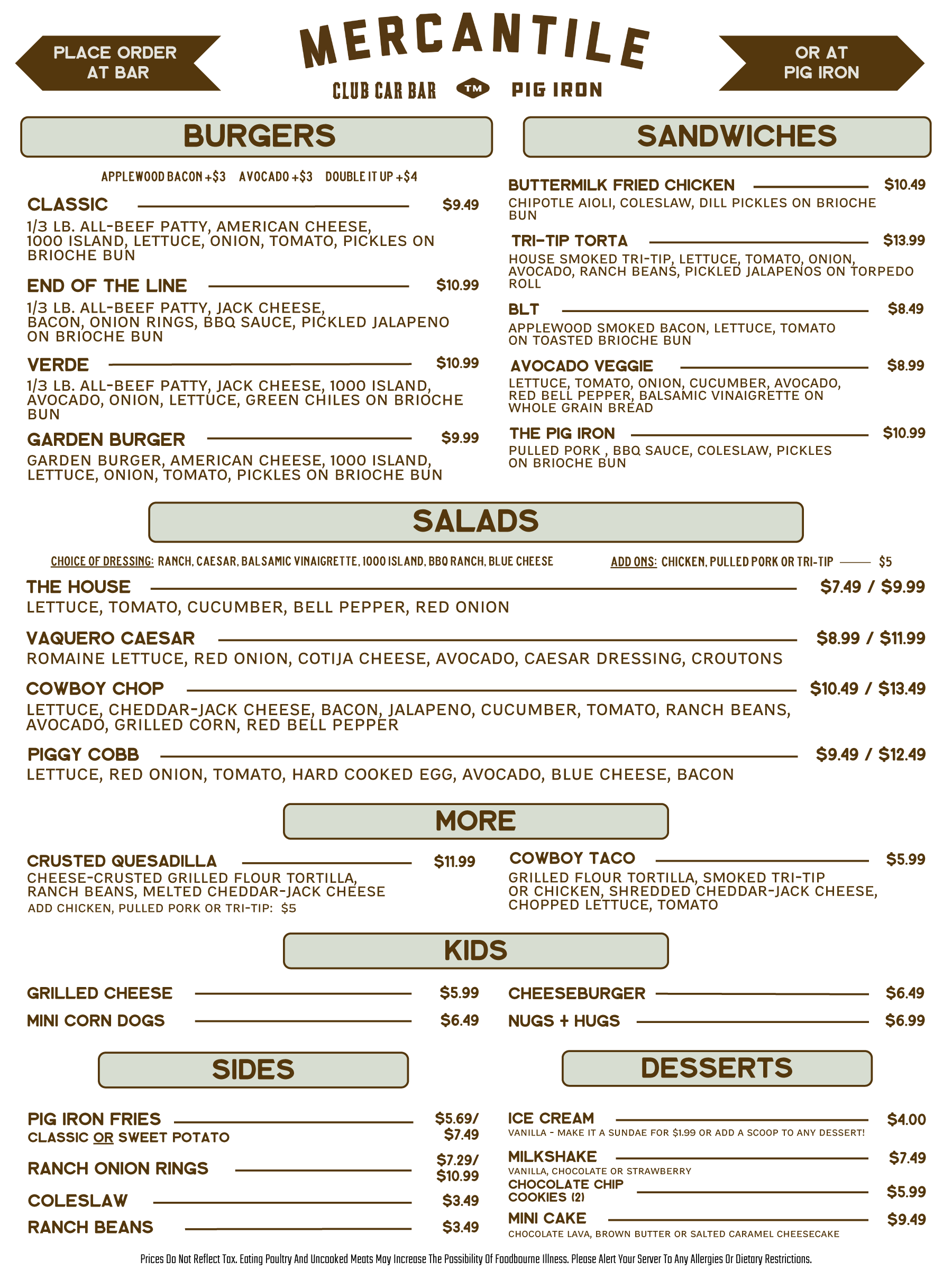 Menu — Templeton Mercantile