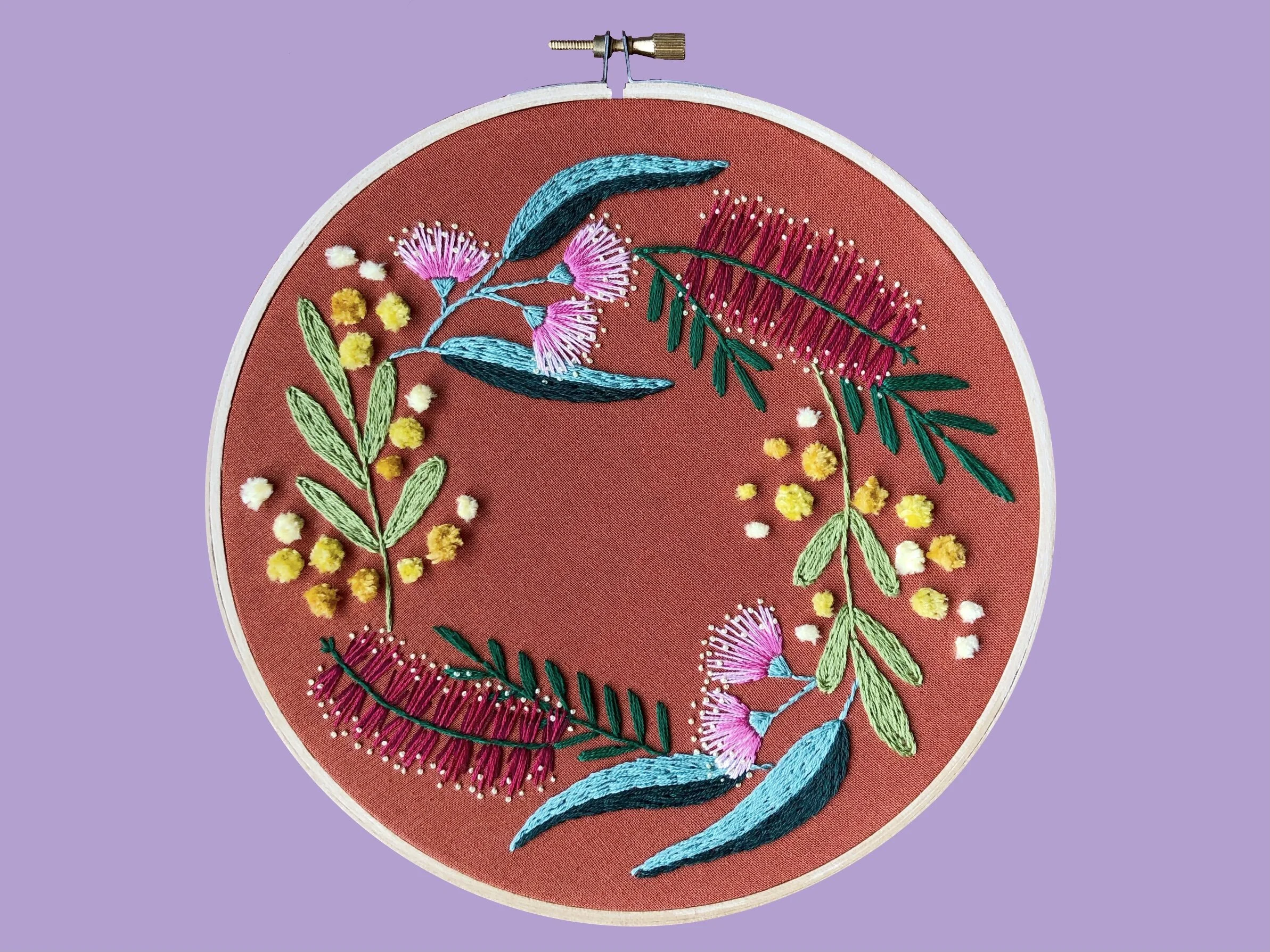 Fuzzy Wattle Wreath Embroidery Kit — Lily Adelaide Upton