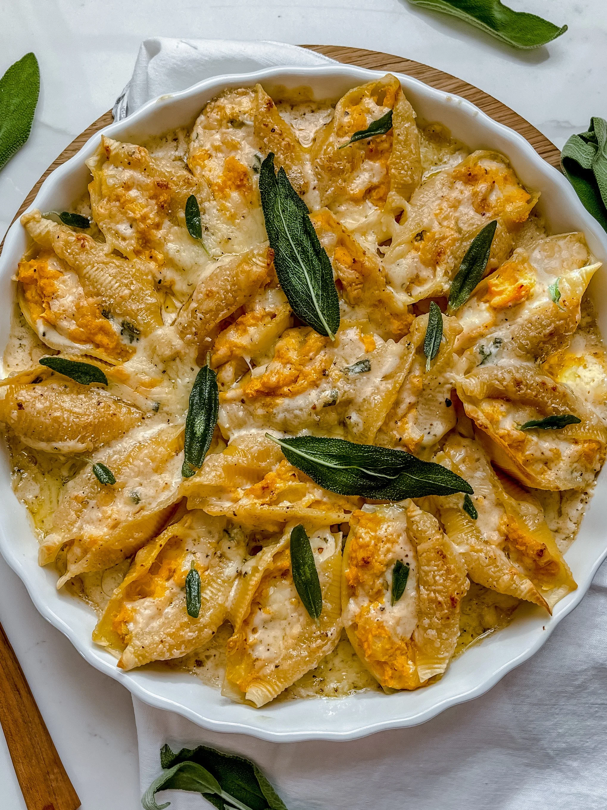 Pumpkin & Gouda Stuffed Shells With Brown Butter & Sage Alfredo Sauce ...