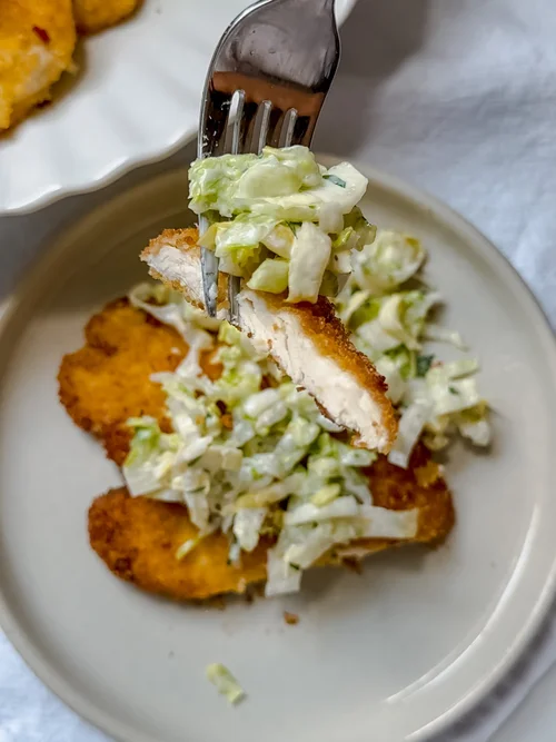 Caesar Salad Slaw over Chicken Cutlets — All Types of Bowls