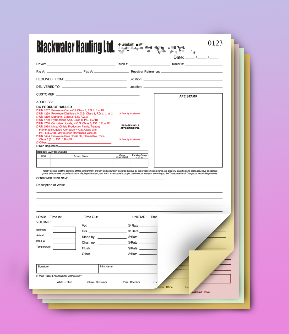 Carbonless (NCR) Forms — Peace Country Printing