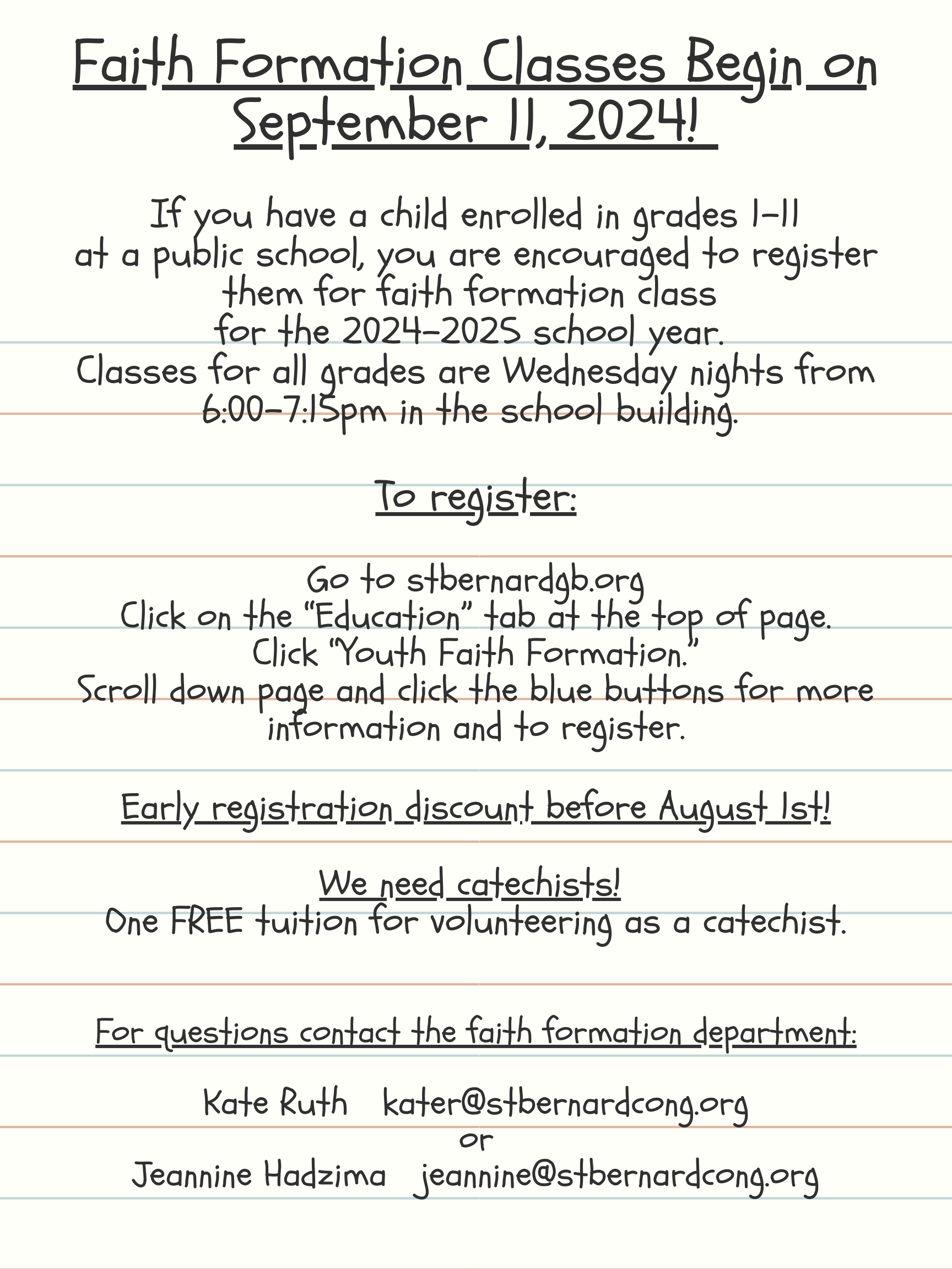 Upcoming Parish Events — St. Bernard Parish