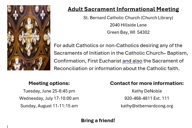 Upcoming Parish Events — St. Bernard Parish