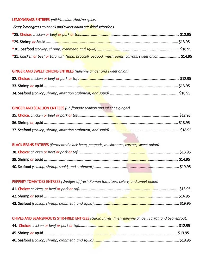 Menu — Tay Do Vietnamese & Chinese Restaurant
