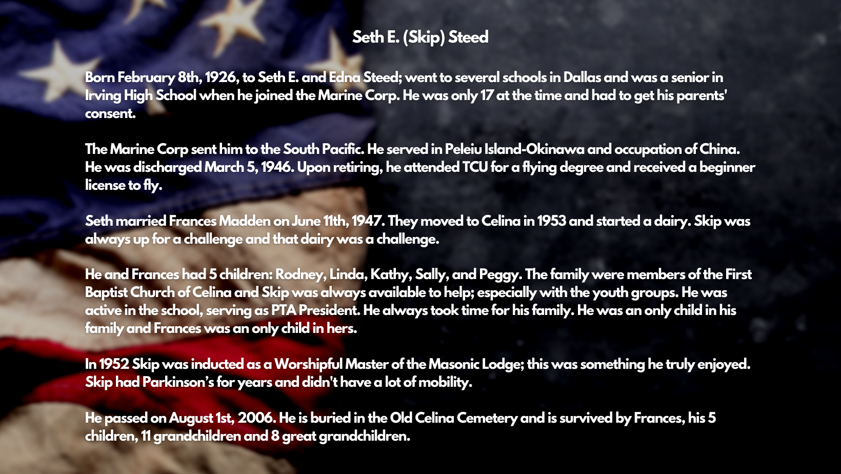 Veteran Stories — Celina Area Heritage Association Visitor’s Center and ...