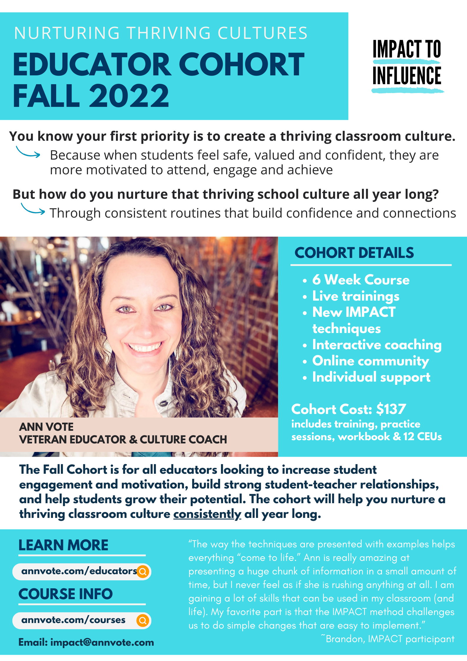 Cohort Flyer for Download — IMPACT to Influence