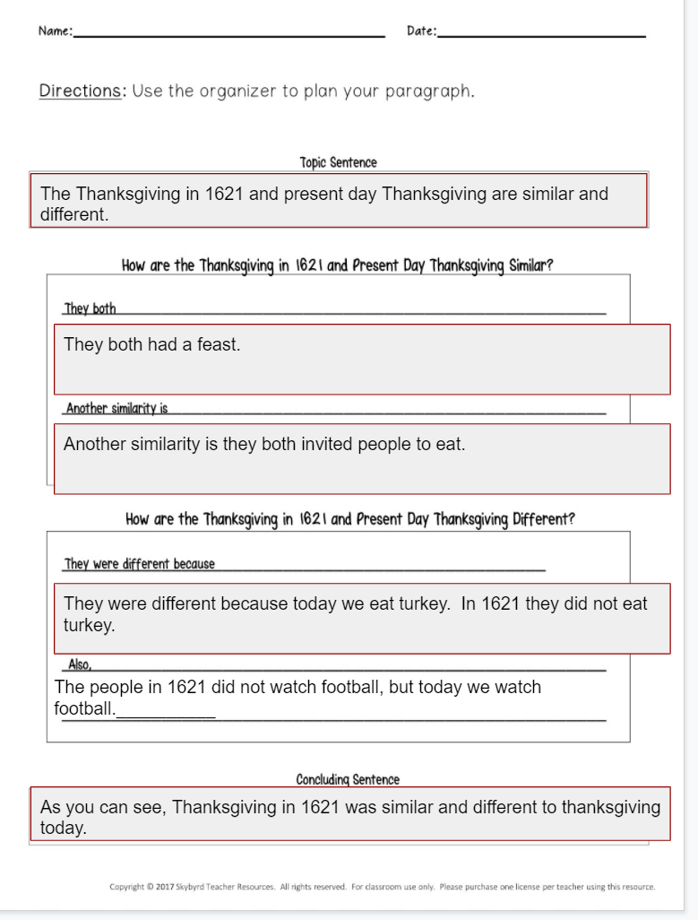 Thanksgiving Activities: Informational Reading Comprehension ESL Gen Ed ...