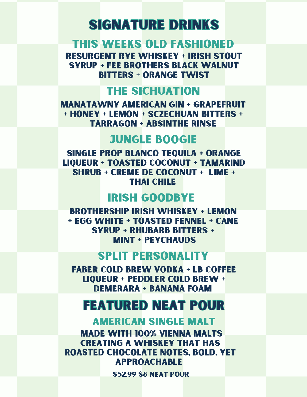 Cocktail Menu — The Bar Cart