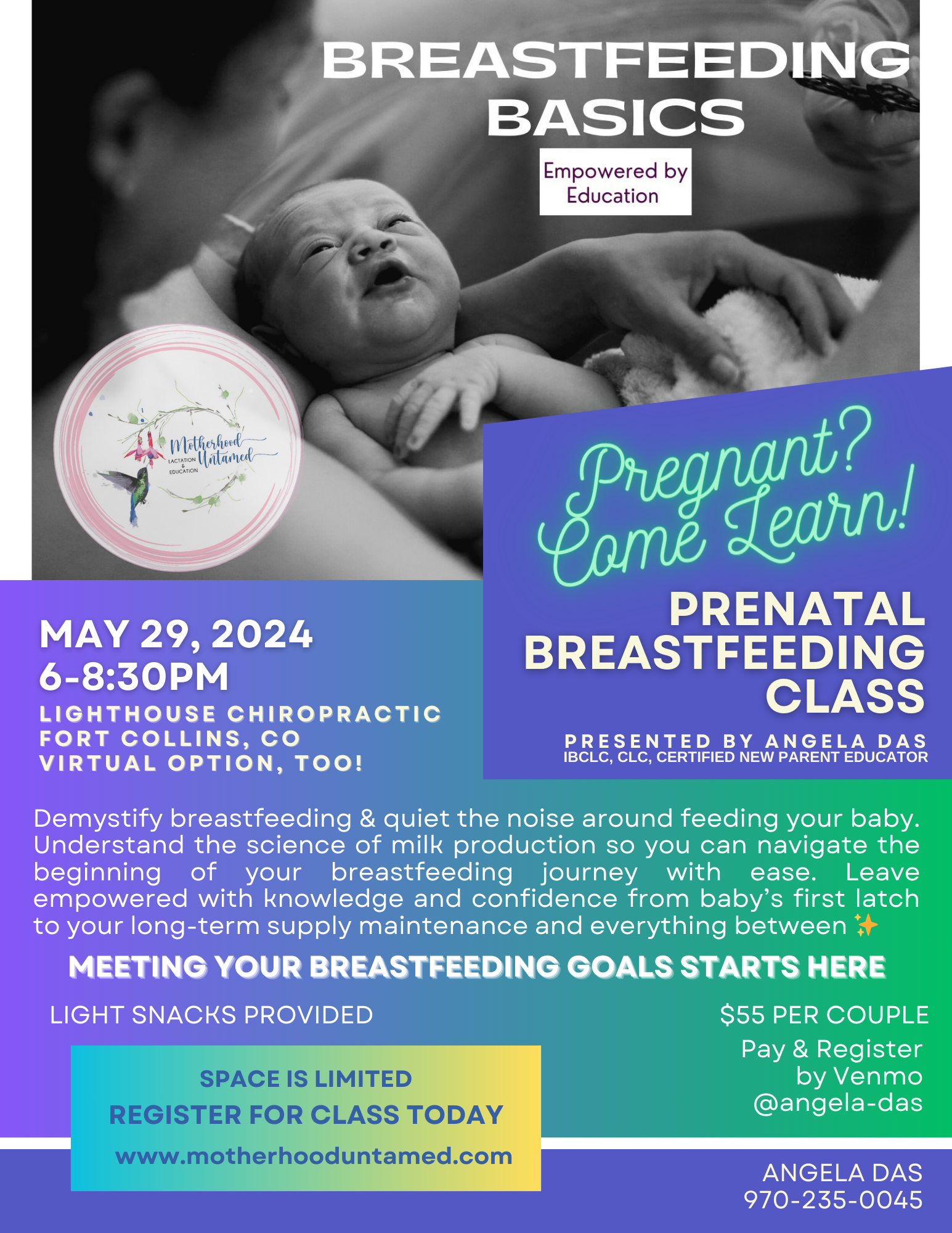 In person and virtual prenatal breastfeeding, newborn baby care and ...