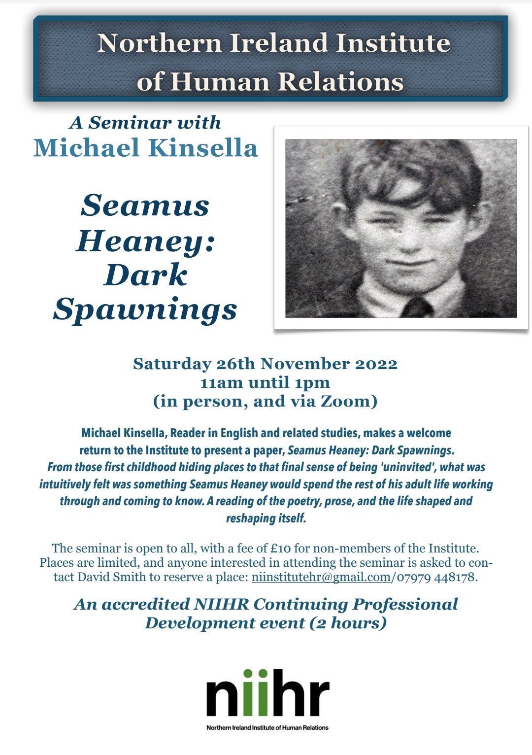 NIIHR Seminar with Michael Kinsella — NIIHR