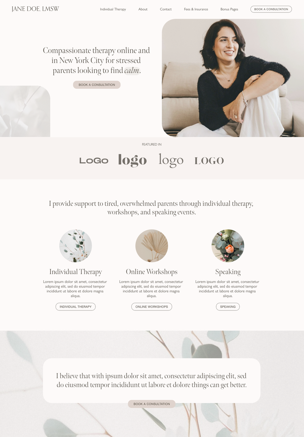 Squarespace Template for Therapists | Rebecca Eisner