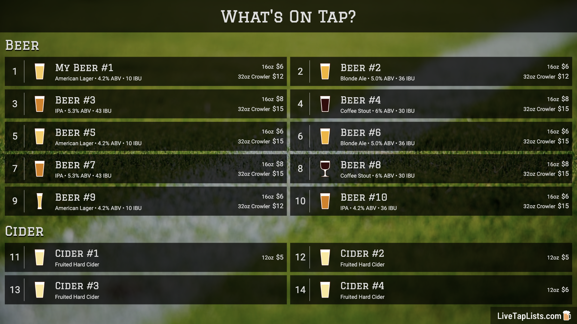 Live Tap Lists | Digital Beer Menu Board, Print Menu and Web Menu