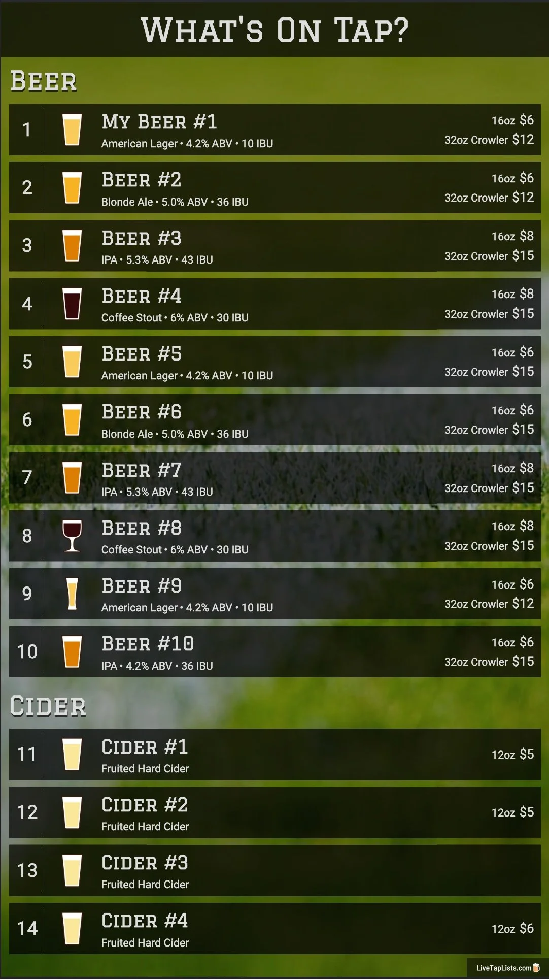 Live Tap Lists | Digital Beer Menu Board, Print Menu and Web Menu