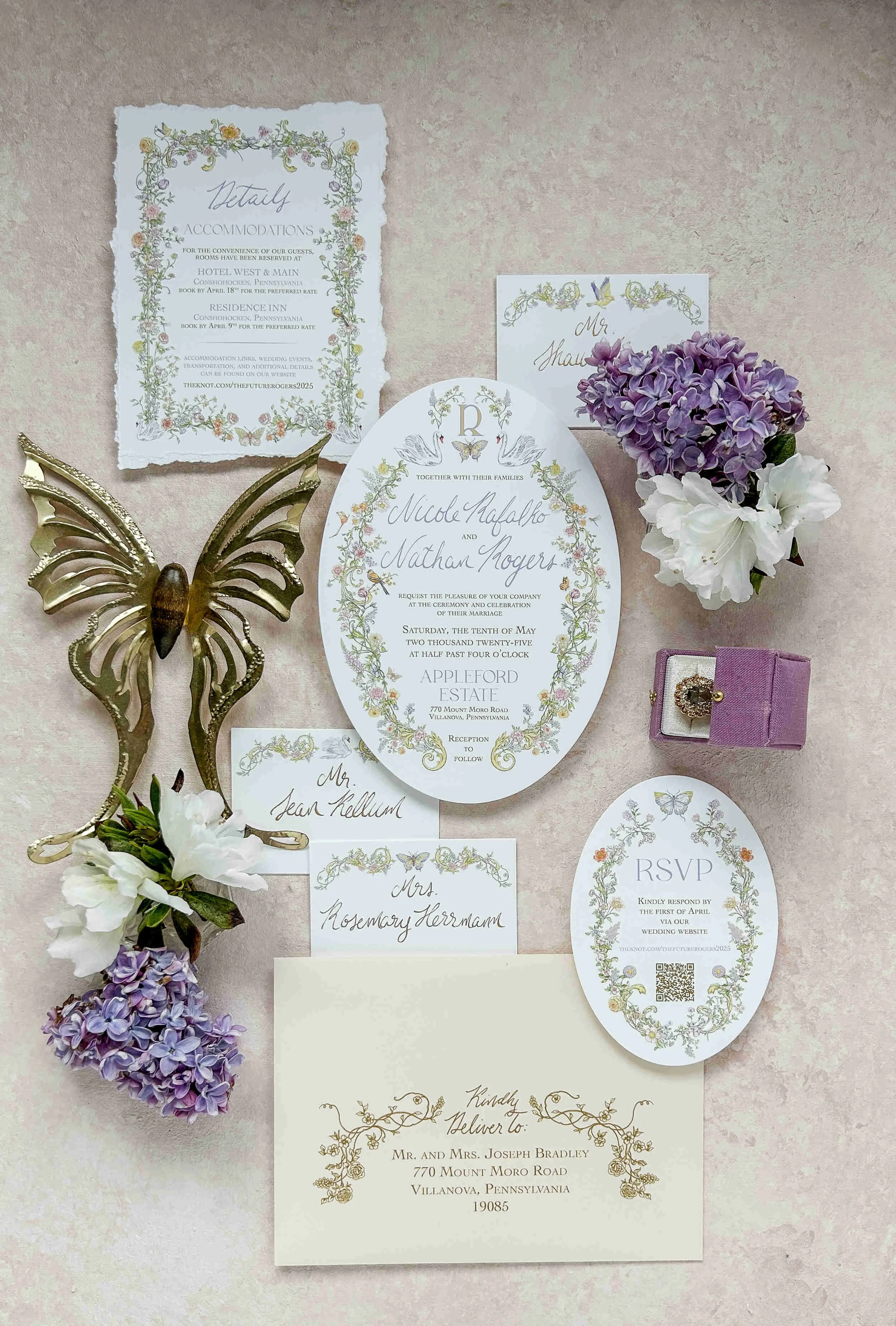 Romantic Letterpress Wedding Invitations | Santina Amendola Design