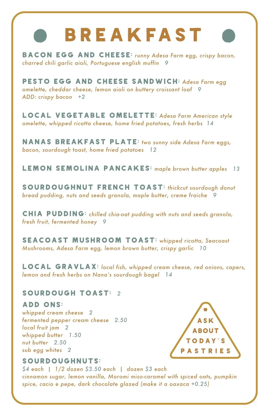 BRUNCH menu — Nana's Westerly