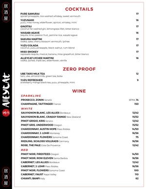 Menu — AlleyCat Boca
