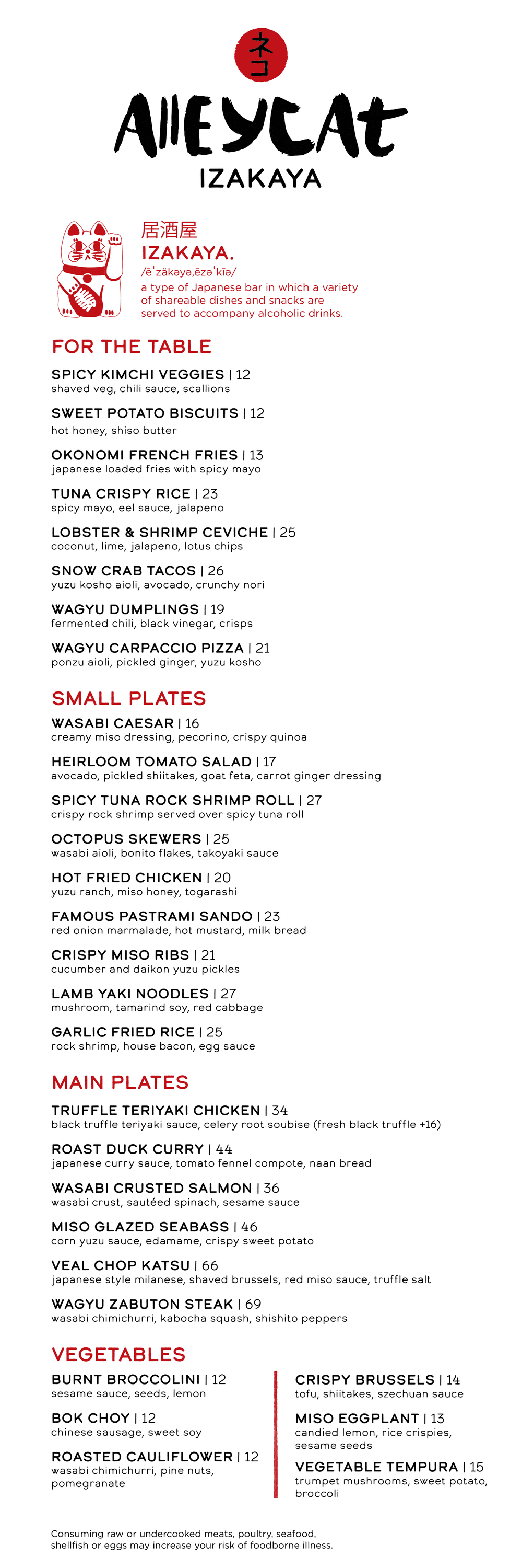 Menu — AlleyCat Boca