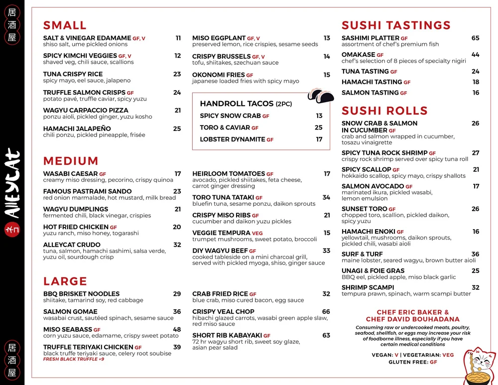 Menu — AlleyCat Boca
