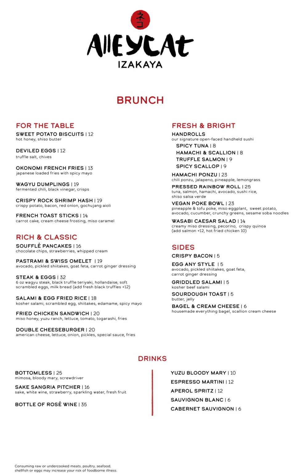 Menu — AlleyCat Boca