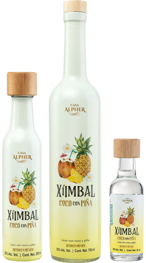 Xíimbal Licor Coco Piña | Casa Alpher | Licores artesanales