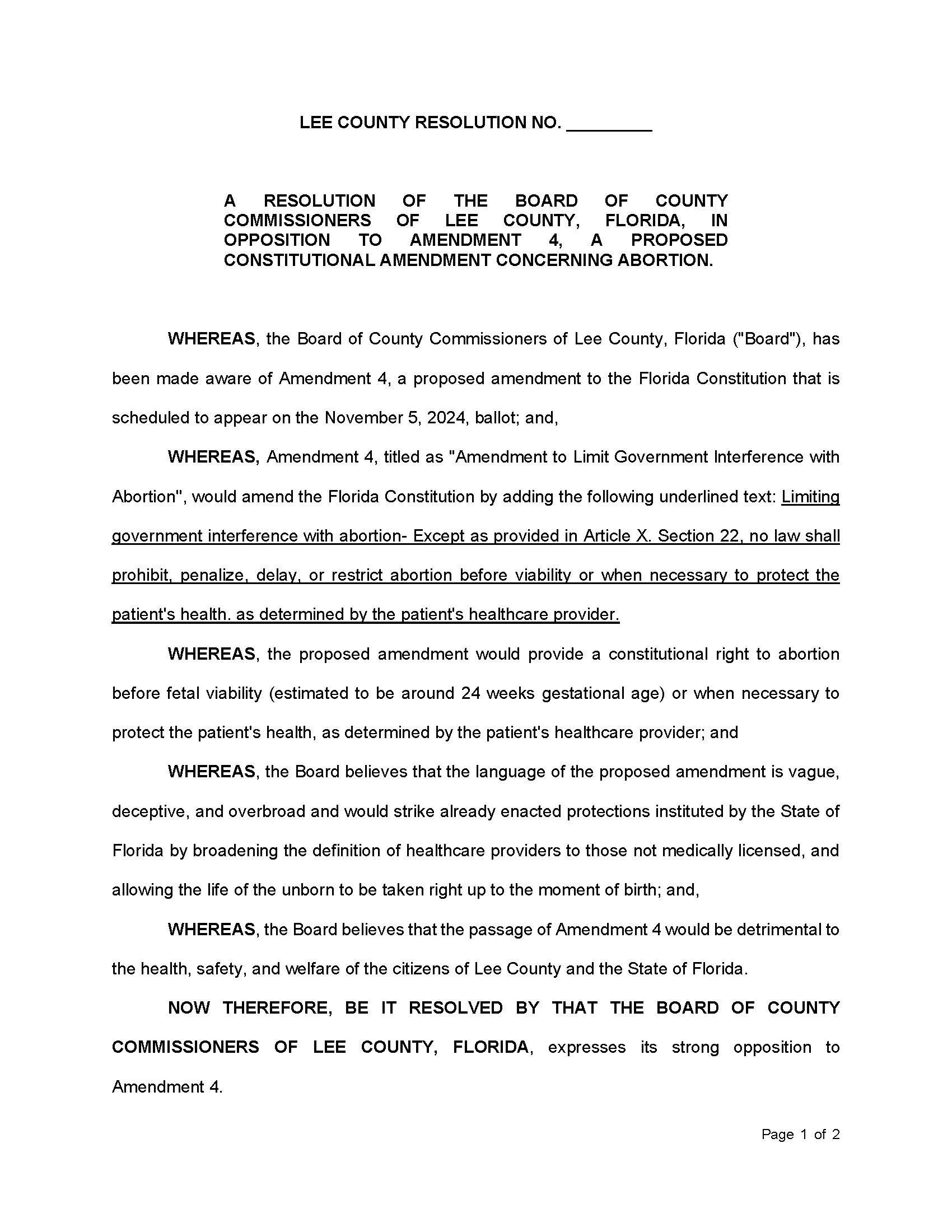 ALERT! Lee County commissioners to consider anti-Amendment 4 resolution ...