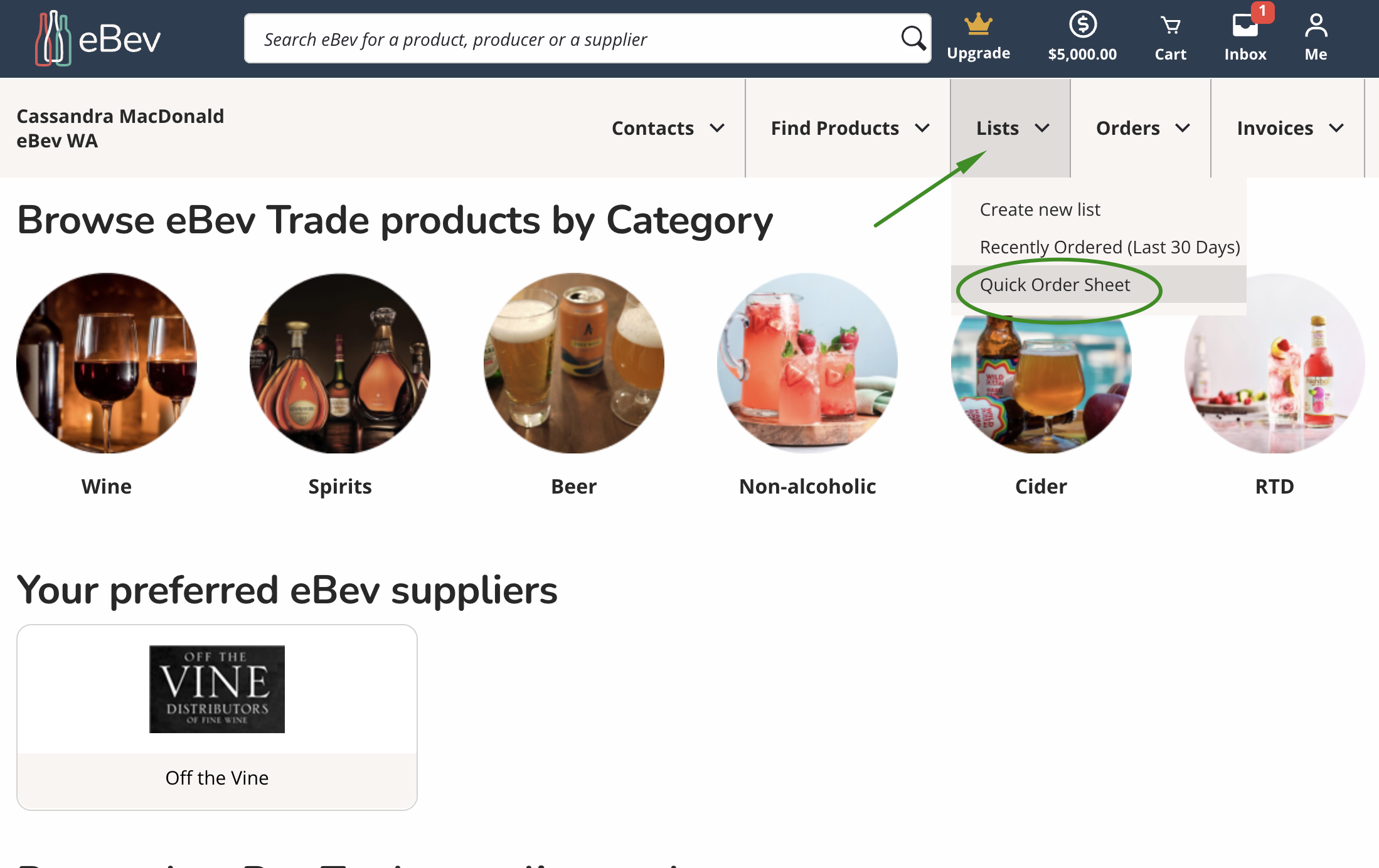 Off The Vine Customers — eBev