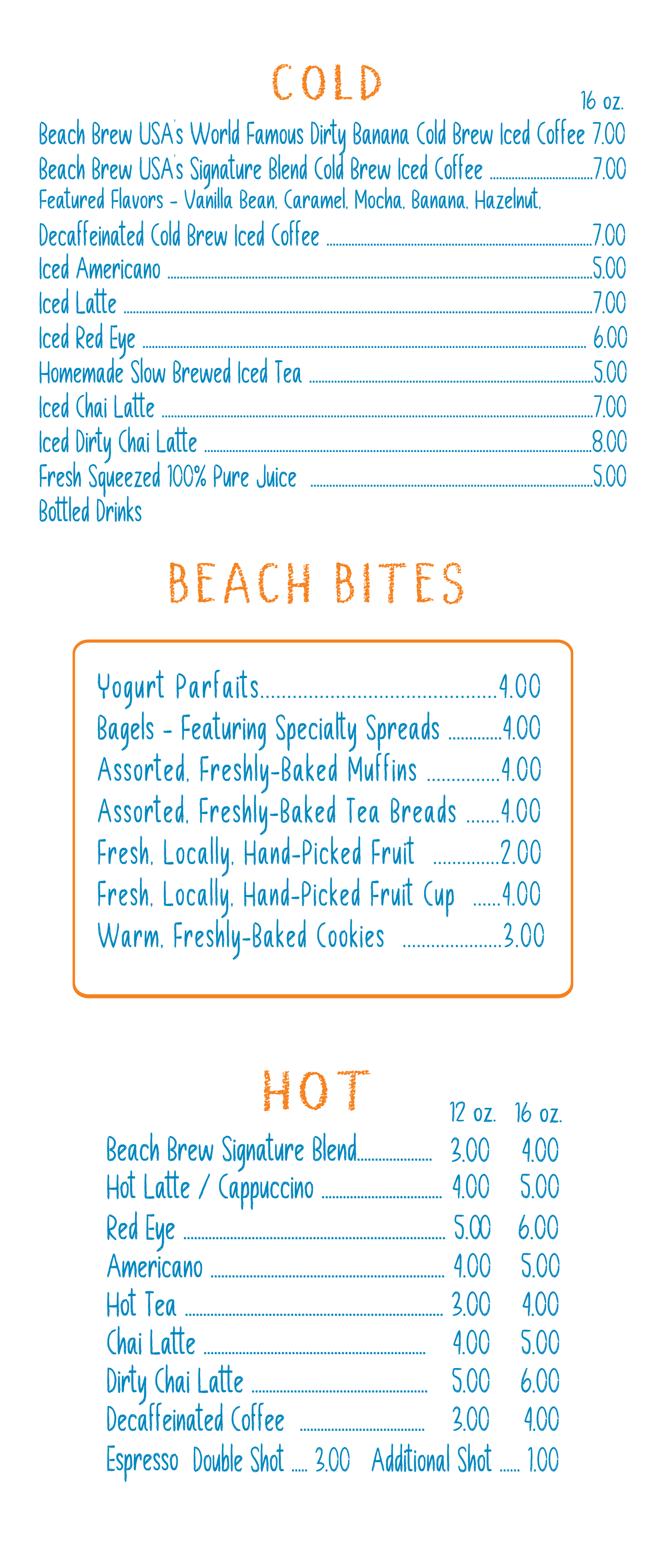 Menu — BEACH BREW USA