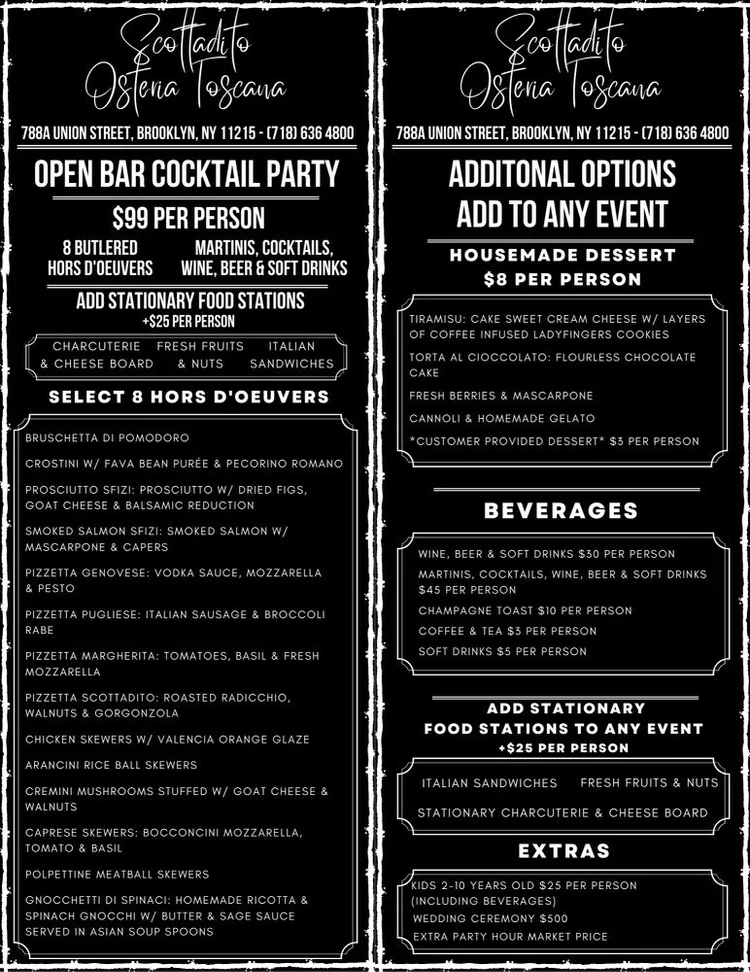 Open Bar Cocktail Party Catering Services in Brooklyn, NY — Scottadito ...