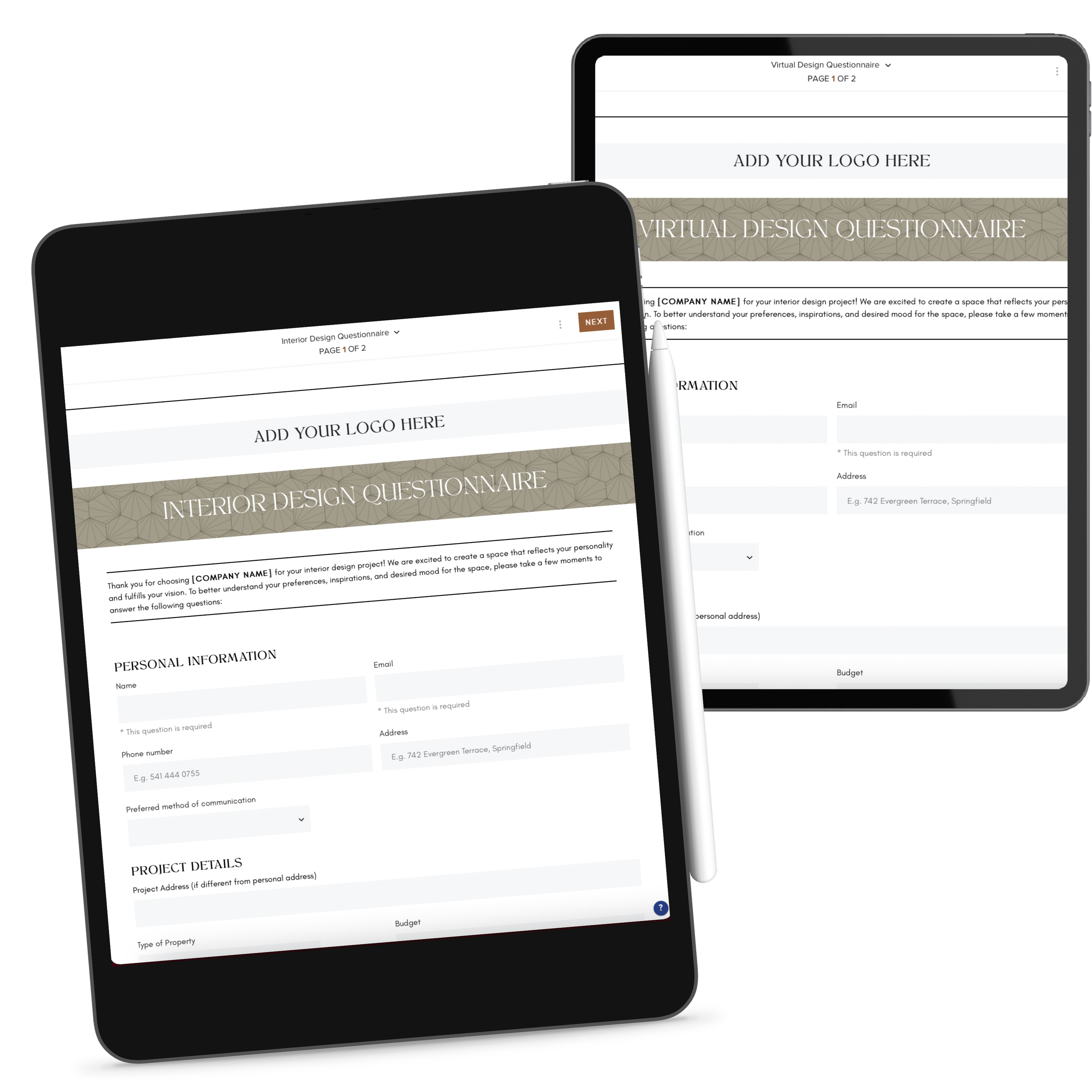 HoneyBook Interior Design Questionnaires Smart File Template | Pace By ...