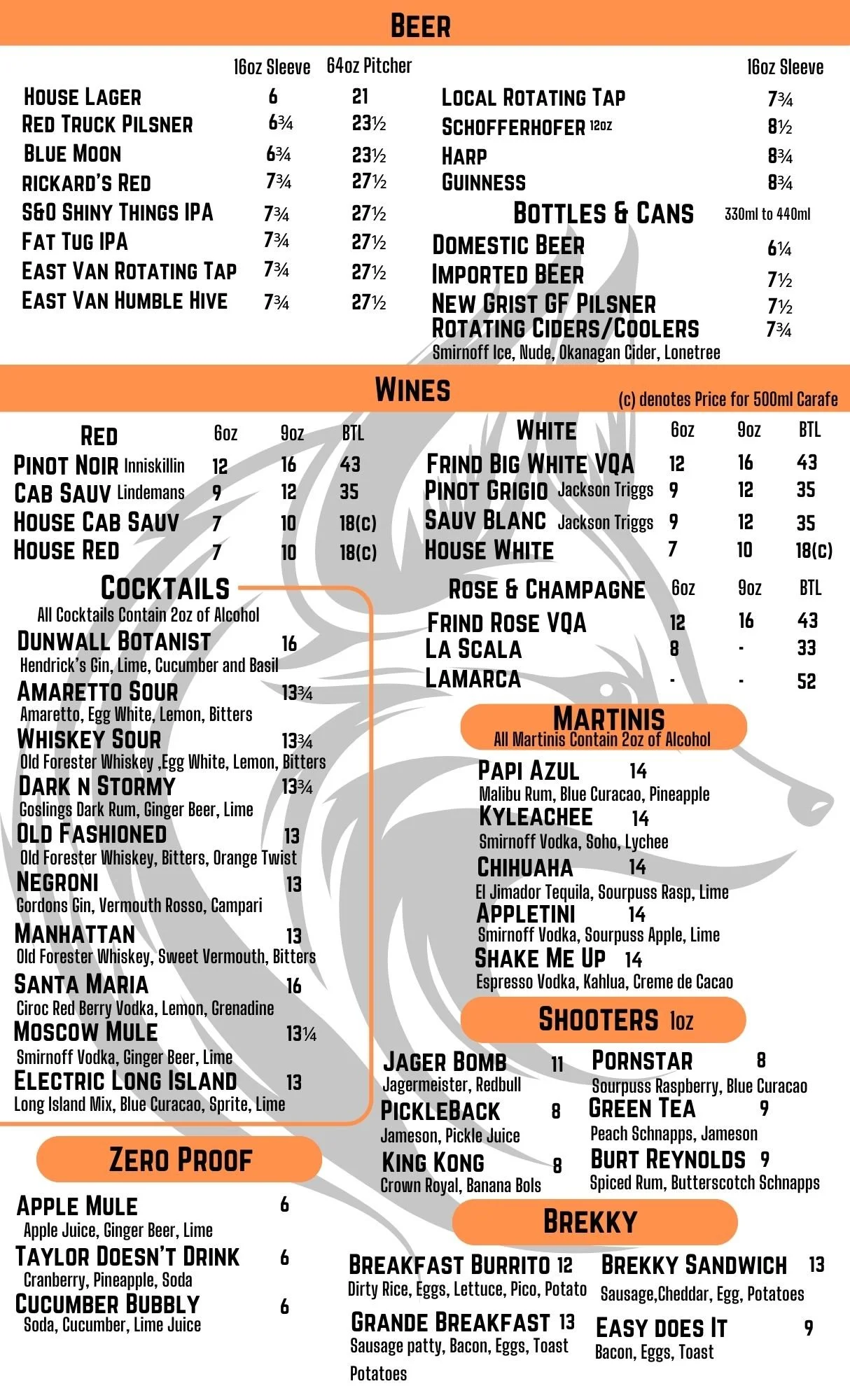 Menu — GEORGIE'S LOCAL - KITCHEN & BAR