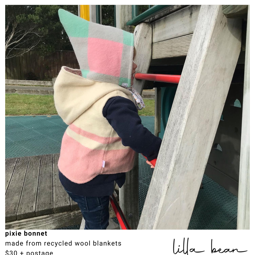 cream+pink pixie bonnet, size Medium — Lilla Bean
