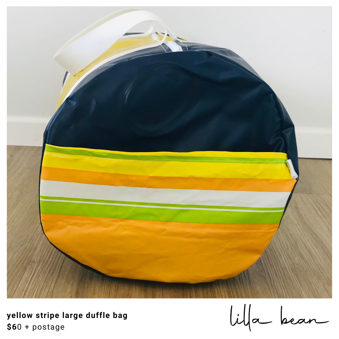 yellow stripe large duffle bag — Lilla Bean